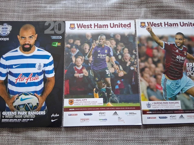 2 WEST HAM programmes and 1 QPR V West Ham season 2014/2015 £1.16 ...