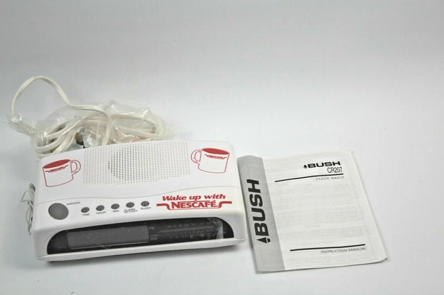 RETRO WAKE UP With Nescafe Coffee AM/FM Radio Alarm Clock White {Very ...