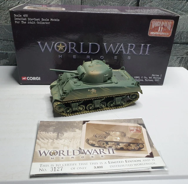 480. CORGI US51009 'US WWII M4A3 SHERMAN TANK USMC C Co, TARAWA 1943' 1 ...
