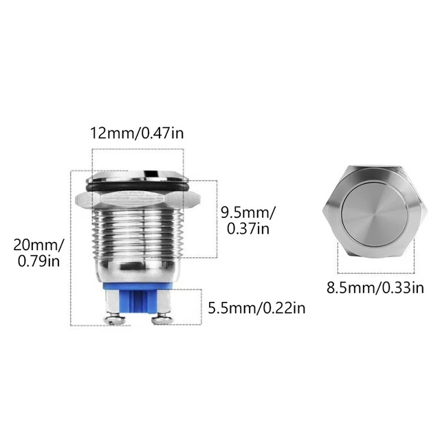 12MM METAL BUTTON Switch Self-locking Reset Start Stop Open/Closed $7. ...