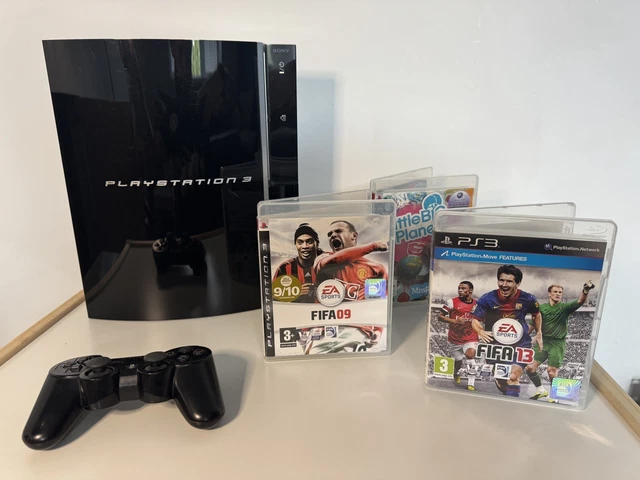 SONY PLAYSTATION 3 PS3 80GB FAT Console Bundle – Controller + 3 Games ...