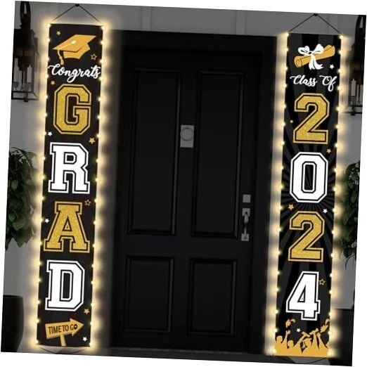 2024 GRADUATION BANNERS Class of 2024 Congrats Grad Party Porch Black ...