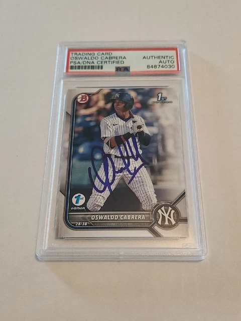 2022 BOWMAN 1ÈRE édition Oswaldo Cabrera signé PSA/ADN auto Yankees qty ...