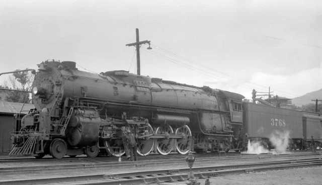 AT&SF SANTA FE Railroad locomotive engine No. 3768 type 4-8-4 OLD TRAIN ...