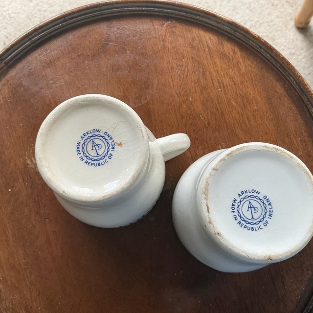 TWO VINTAGE HORLICKS Mugs Cups 1930s Blue Logo Ear Handle Arklow ...