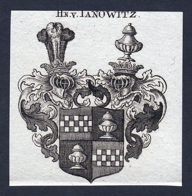 1820 IANOWITZ JANOWITZ Wappen Adel coat of arms Heraldik Kupferstich ...