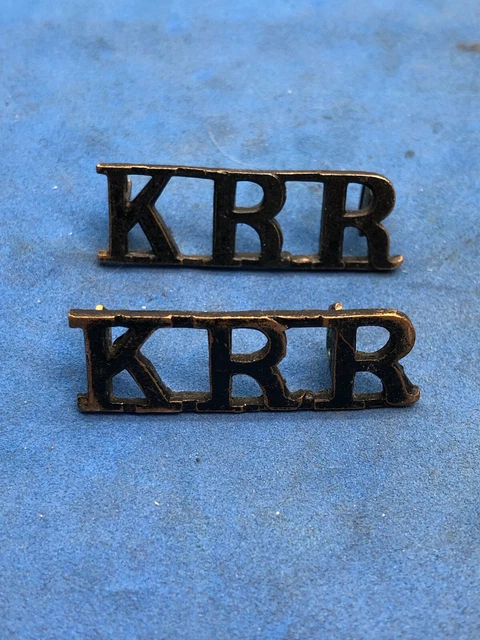 ORIGINAL WW2 BRITISH Army Kings Royal Rifles Corps KRR Brass Shoulder ...