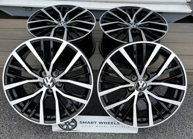 17& VW POLO GTI Style Alloy Wheels Black Polished et35 5x100 Volkswagen ...