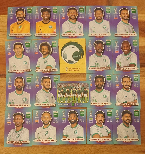 PANINI WORLD CUP STICKERS QATAR 2022 - Saudi Arabia KSA1 - KSA20 (x20 ...