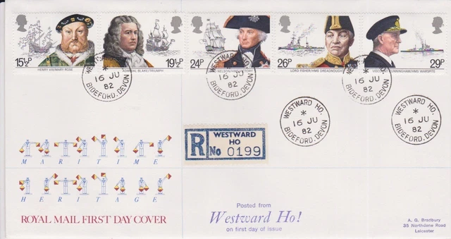 GB STAMPS RARE First Day Cover 1982 Maritime Westward Ho Cds £2.70 ...