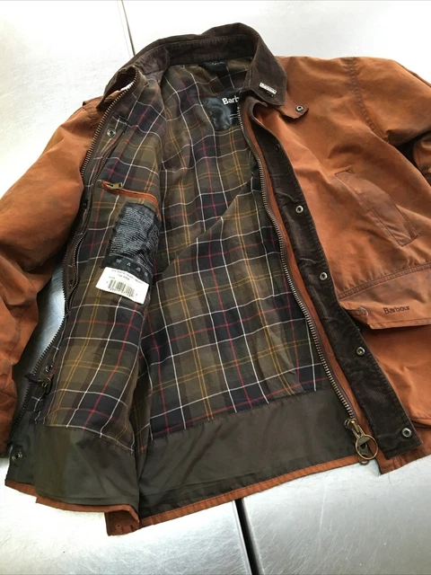 BARBOUR FONTAINBLEAU MENS C38 Mens M (46in Chest) Orange Waxed Hunting ...