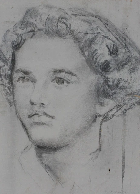 ANTIQUE PENCIL DRAWING cute young boy portrait £86.16 - PicClick UK
