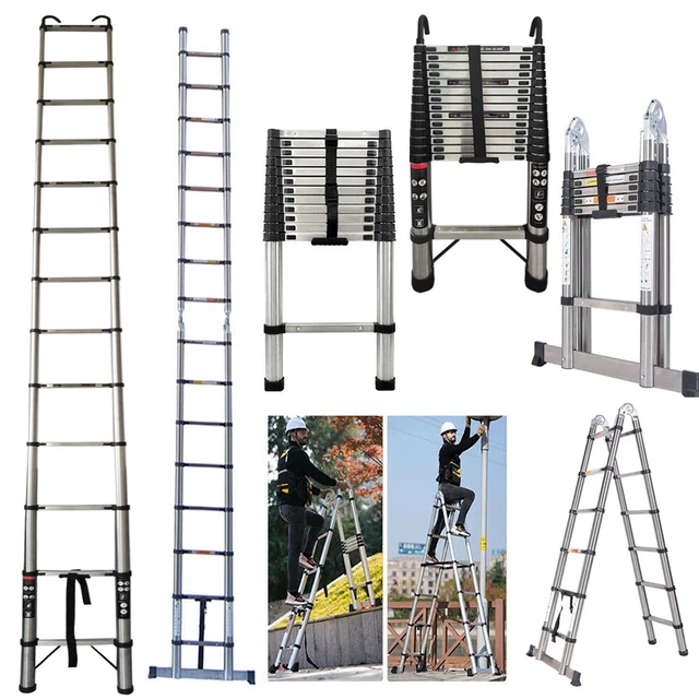 NEW HEAVY DUTY Telescopic Ladder Multi-Purpose Steel Extendable Step ...