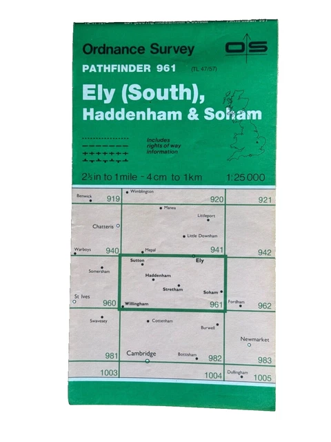 OS ORDNANCE SURVEY, Pathfinder Map, Sheet: 961 Ely ( South ), Haddenham ...