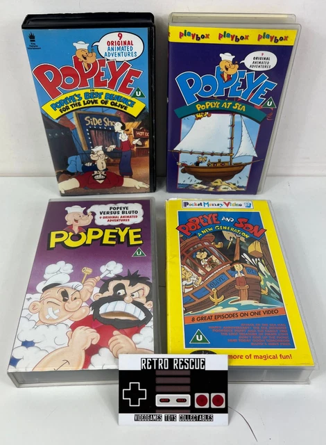 Popeye Cartoon Vhs Video Tape Bundle Lot 80s And Son Versus Bluto Olive
