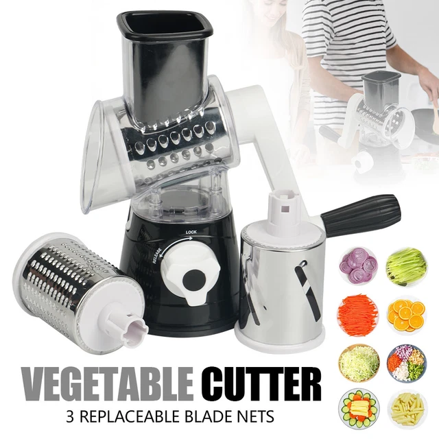 3IN1 MULTI-FUNCTION FOOD Vegetable Manual Rotary Drum Grater Chopper ...