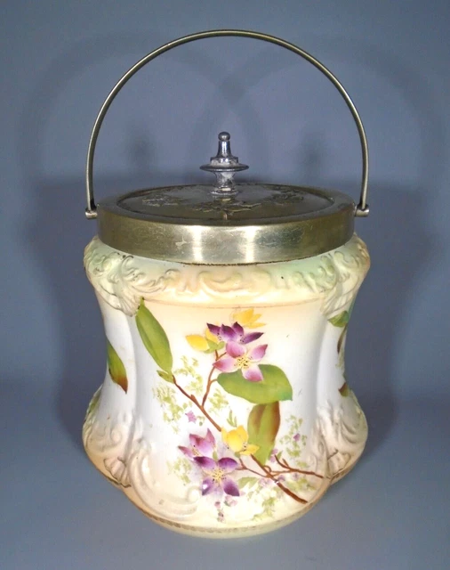 ANTIQUE CARLTON WARE Blushware Biscuit Barrel Reg No 367559, Silver ...