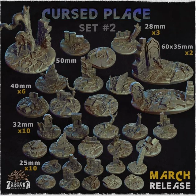 3D PRINTED CURSED Place Bases For Warhammer 40k/AOS £8.52 - PicClick UK