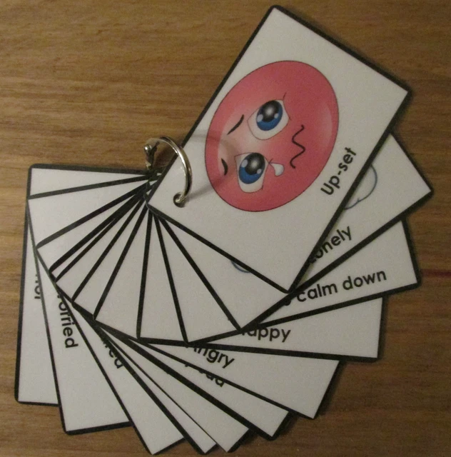 BASIC EMOTIONS FLASH cards, full colour 9cm x 6cm OR 13cm x 9cm cards ...