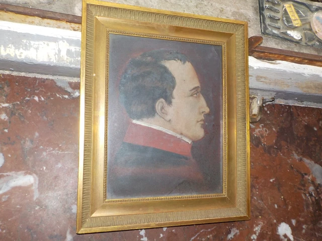 ANCIEN PORTRAIT DE Profil Napoleon Empereur Huile Inscription EUR 70,00 ...