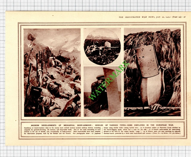 GERMANS USING TRENCH Shields World War One WW1 - 1915 Cutting / Print ...