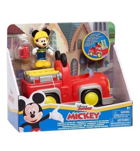 DISNEY JUNIOR MICKEY Mouse Fire Truck Ladder Raises Vehicle and Figure ...