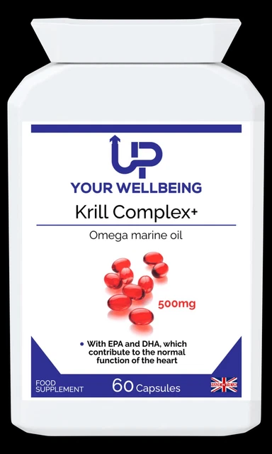 KRILL COMPLEX+ CAPSULES 500mg - High-Strength Omega-3 Supplement for Heart £22.81 - PicClick UK