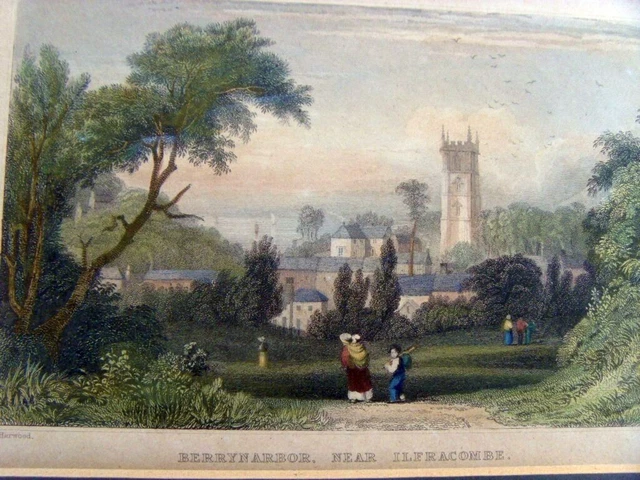 BERRYNARBOR NR ILFRACOMBE DEVONSHIRE HAND COLOURED 18th CENTURY GRAPHIC ...