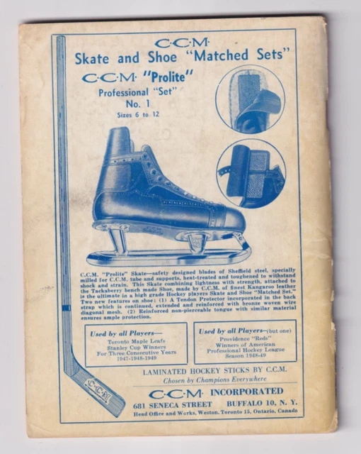 1950 JAMES HENDY Official Who's Who In Hockey 1949-50 Season Sid Abel ...