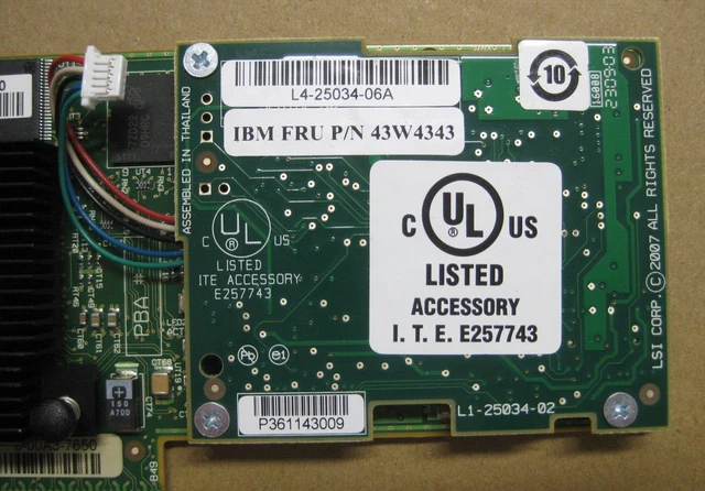 IBM LSI MR SAS 8880EM2 L3-25039-01D 43W4341 43W4343 SAS RAID Controller ...