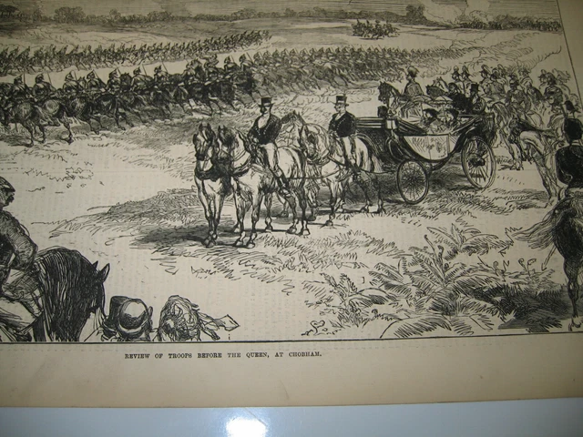OLD 1874 QUEEN Victoria England Inspecting Troops Chobham Wood ...
