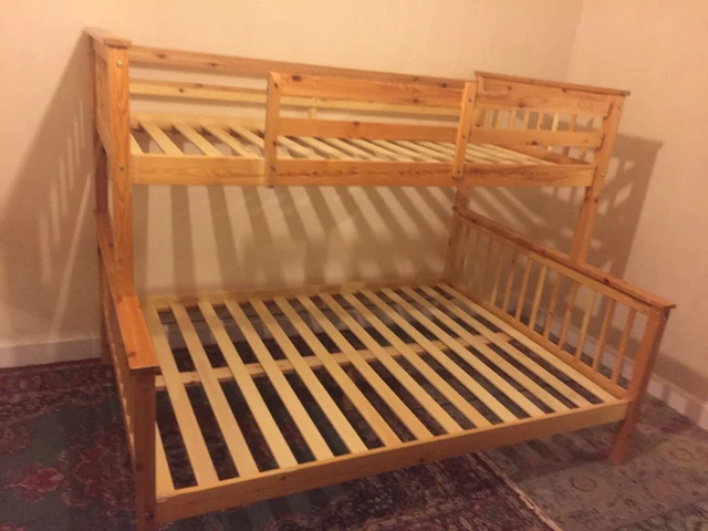 BUNK BED PINE Wooden Frame Double & Single can use separately - see ...