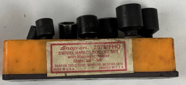 SNAP ON SWIVEL Impact Socket Set With Magnetic Holder 207IPFHO Rare! 3/ ...