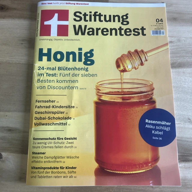 STIFTUNG WARENTEST AUSGABE April 2025 bzw 04/2025 "Honig", sehr guter ...