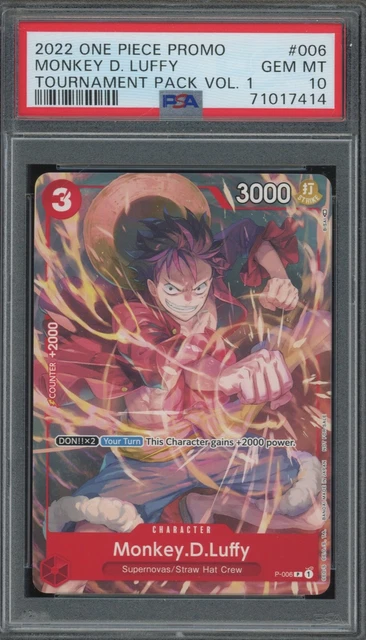 ONE PIECE TCG Monkey D. Luffy Tournament Pack Volume 1 P-006 PSA 10 Gem -414N2 £4.52 - PicClick UK