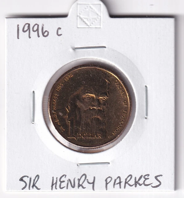 AUSTRALIAN: 1996 $1 Sir Henry Parkes C Canberra Mintmark Coin In 2X2 ...