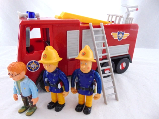 FIREMAN SAM FRICTION Jupiter Fire Engine With 3 Figures And Ladder £5. ...