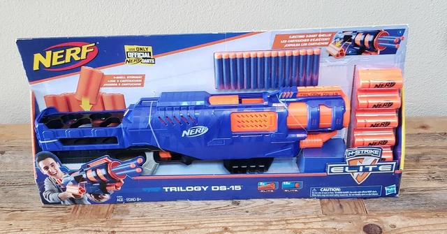 NERF N-STRIKE ELITE Trilogy DS-15 Blaster Shotgun 15 Darts New in Box £ ...