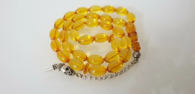 NATUR BERNSTEIN GEBETSKETTE Butterscotch Prayer Beads AMBER Kehribar ...