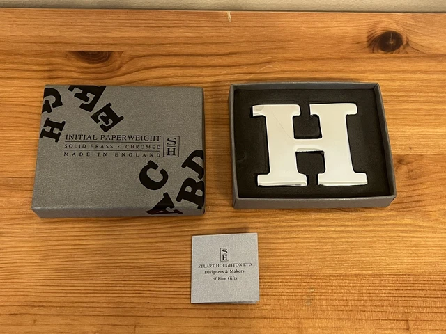 STUART HOUGHTON LTD - Silver Coloured Paperweight - Letter H - Chromed ...