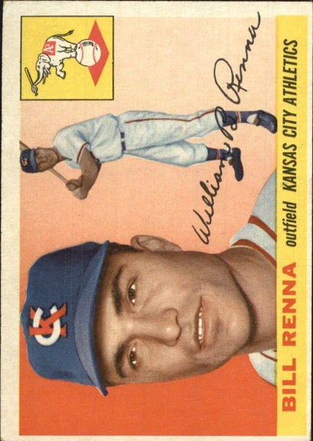 1955 TOPPS KANSAS City Athletics Baseball Card #121 Bill Renna - EX EUR ...