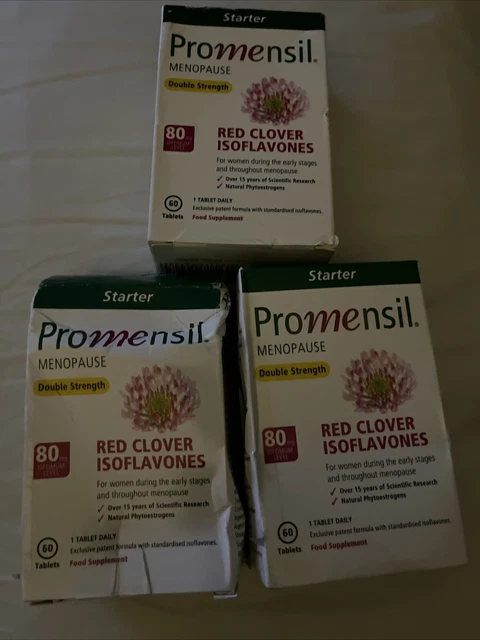 3 X PROMENSIL 80mg Menopause DOUBLE STRENGTH Hot Flushes 180 Tablets £ ...