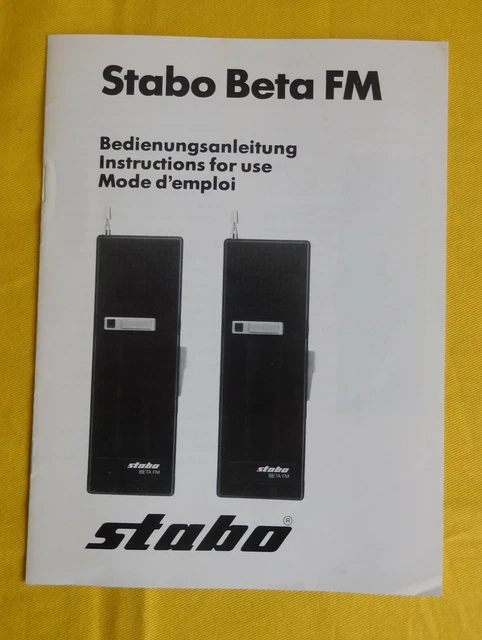 STABO BETA FM, Bedienungsanleitung - Intructions for use - Mode d'emploi EUR 1,99 - PicClick DE
