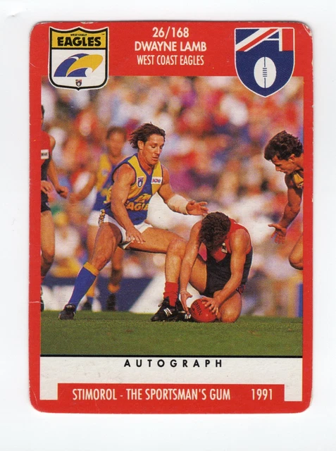 AFL SCANLENS STIMOROL 1991 #26 West Coast Eagles Dwayne Lamb EUR 3,72 ...
