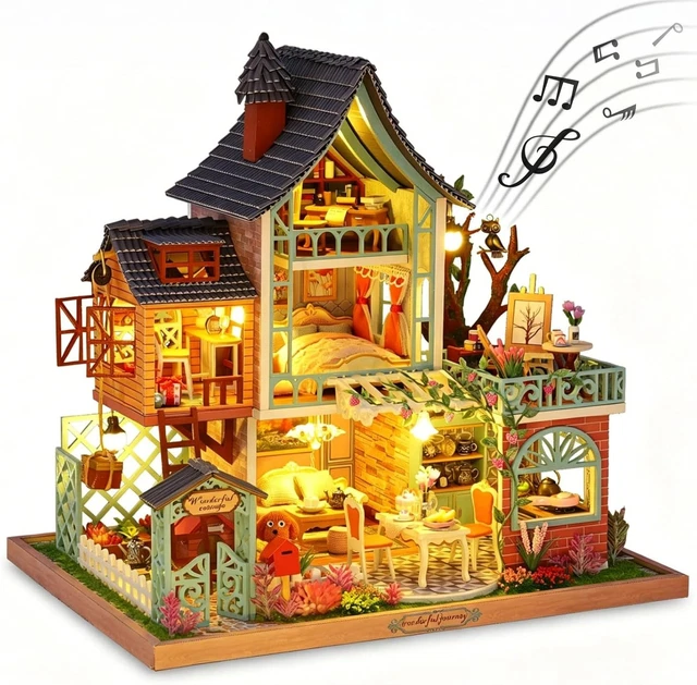 HAPPY JUNGLE RESORT Miniature Dollhouse Kit - Engaging DIY Project for ...
