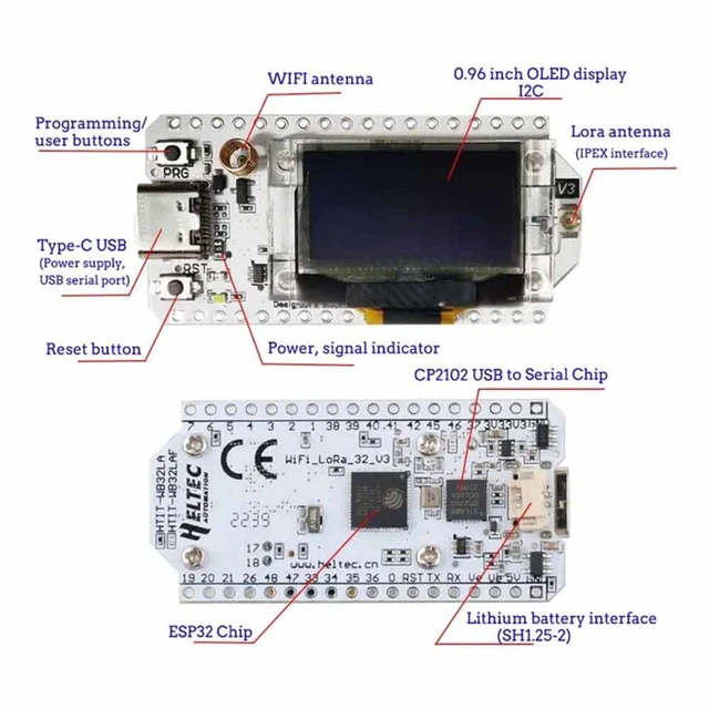 HELTEC ESP32 LORA (V3) MESHTASTIC with SX1262 and ESP32-S3FN8 Chip OLED ...
