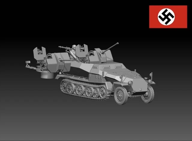 1/72 RESINN BAUSATZ unbemalt WW2 German Tank Sd.Kfz.251/17 C Type 2cm ...