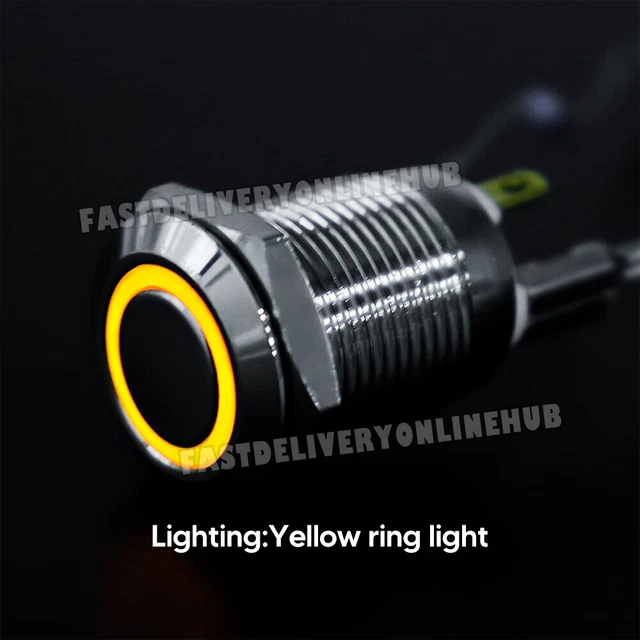 4/8PCS 12V 12MM Car Boat Push Button Metal Momentary Switch LED Light ...