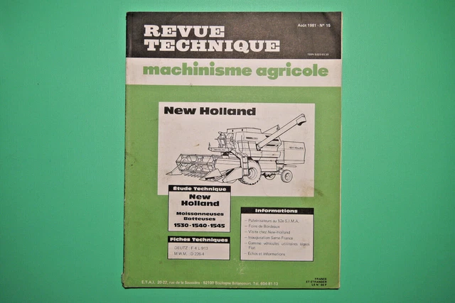 REVUE TECHNIQUE MACHINISME Agricole N°15 New Holland 1530 1540 1545 EUR 25,00 - PicClick FR