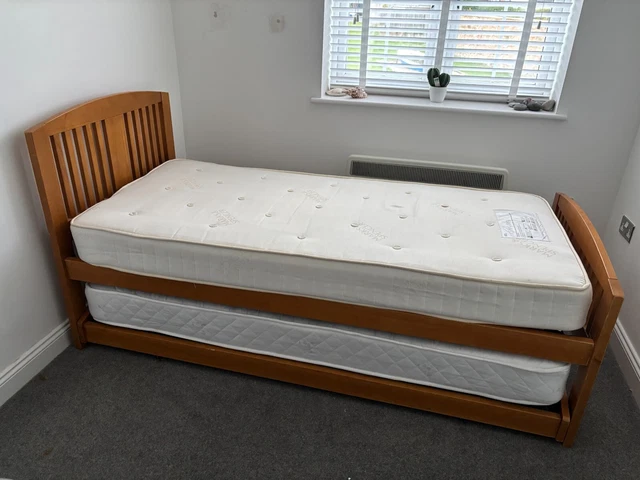 M&S MARKS & Spencer Wooden Single Hideaway Bed + 2 Mattresses £120.00 ...